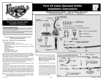 Lokar Ford C6 Automatic Cable Operated Shifter Installation ...