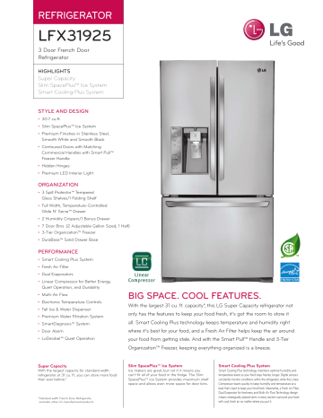 LG Electronics LFX31925ST 35-3/4 in. 20.7 cu. ft. Bottom Mount Freezer ...