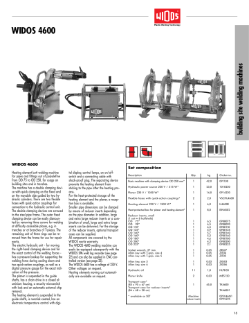 Widos 09SV46N1 - FEI Butt Fusion Machine Specification | Manualzz