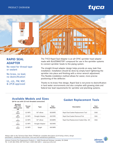 TYCO 80176RS 1 x 1/2 in. NPS 175 psi Reducing CPVC Rapid Seal Coupling ...