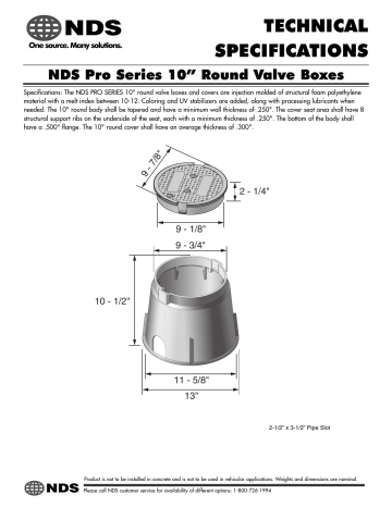 NDS 212BCS 10 in. Valve Box Specification | Manualzz