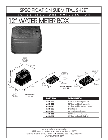 NDS D600E-EXT 19 in. Plastic Meter Box Specification | Manualzz