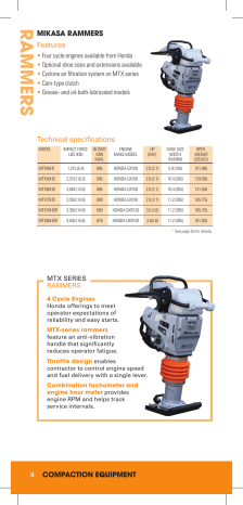 Multiquip MTX70HD 31 in. Rammer Specification | Manualzz