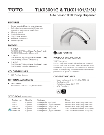 Toto CP Soap Dispenser Specification | Manualzz