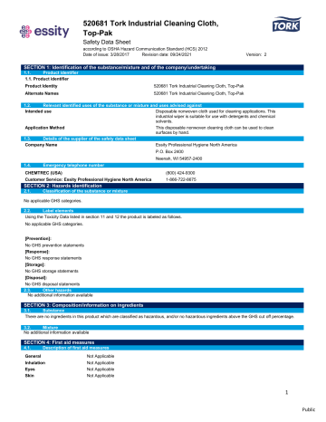 Tork 520681 IND CLEANING CLO GRAY 4/120 Specification | Manualzz