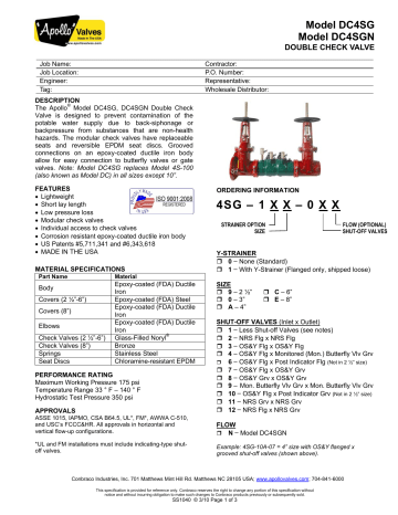Apollo Valves 4SG10003 3 4SG Series Grooved Specification | Manualzz