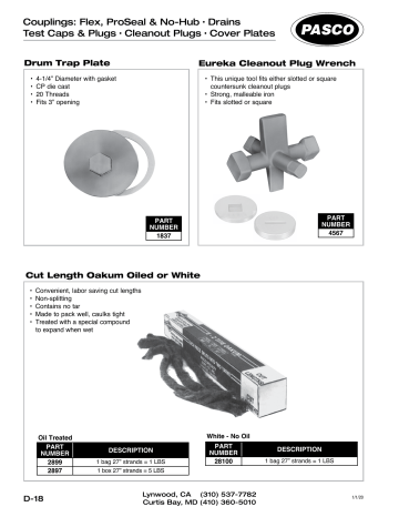 Pasco 4567 Malleable iron Plug Wrench Specification | Manualzz