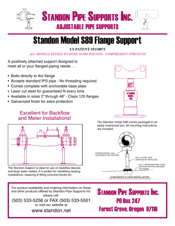 Standon Pipe Supports S89 3 in. Flanged Pipe Support Specification ...
