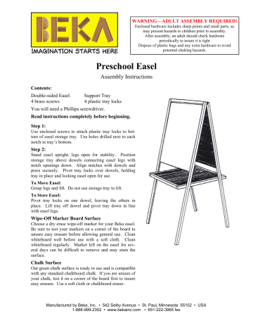 Beka Preschool Easel Assembly Instructions | Manualzz