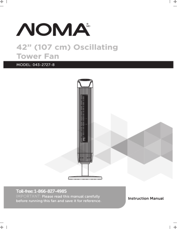 NOMA Adjustable Oscillating Tower Fan Owner Manual | Manualzz