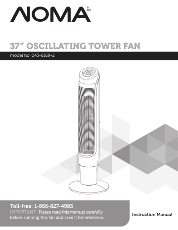 NOMA Oscillating Tower Fan Owner Manual | Manualzz