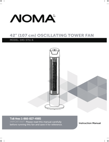 NOMA Oscillating Tower Fan Owner Manual | Manualzz