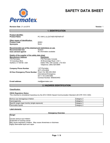 Permatex 80903 Vinyl & Leather Repair Kit Owner Manual | Manualzz