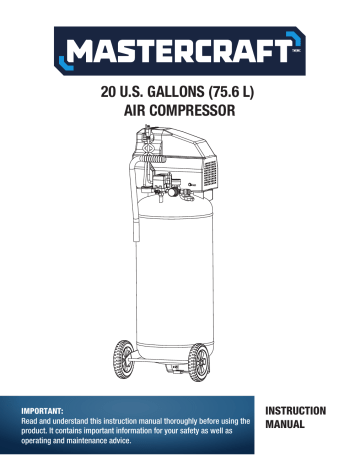 Mastercraft 20-Gallon Oil-Free Vertical Air Compressor Owner Manual ...