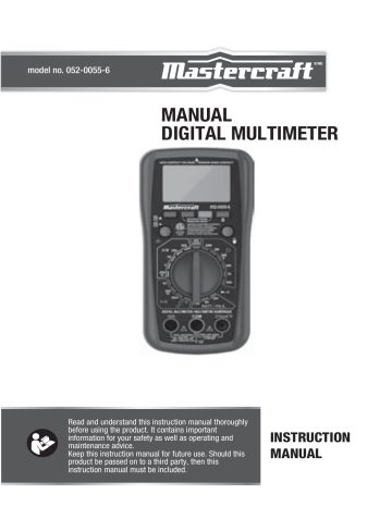 Mastercraft Deluxe Digital Volt Meter Owner Manual | Manualzz