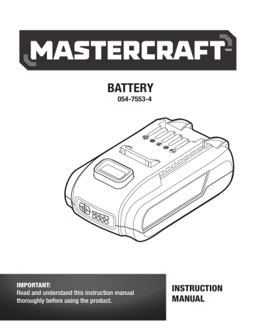 Mastercraft 20V Max Lithium Ion 2.0Ah Battery Owner Manual | Manualzz