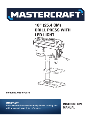 Mastercraft Drill Press Owner Manual | Manualzz