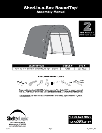 Shelter Logic ShelterLogic Round Top Shed-In-A-Box Owner Manual | Manualzz