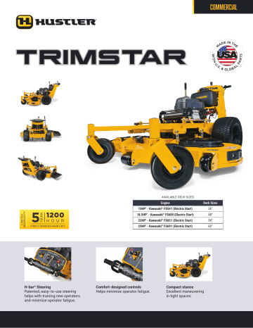 Hustler TrimStar Commercial Mower Spec Sheet | Manualzz