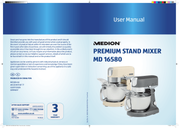 MEDION PREMIUM STAND MIXER MD 16580 Manual | Manualzz