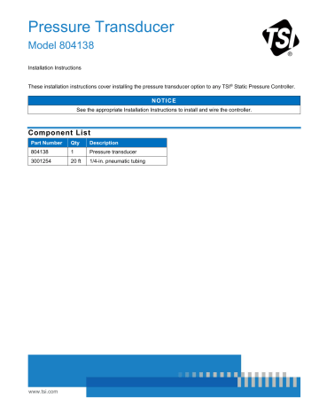 TSI Pressure Transducer (PresSura) Installation Instructions | Manualzz