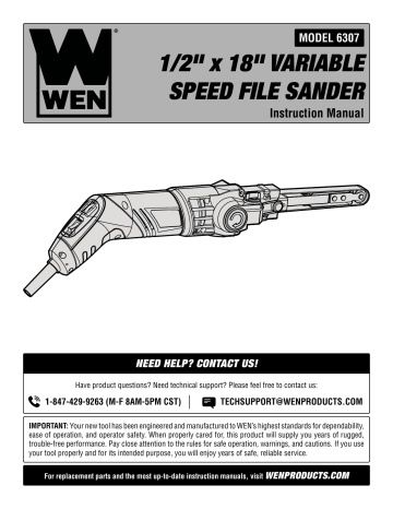 WEN 6307 Variable Speed Detailing File Sander Product Manual | Manualzz