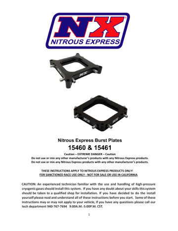 Nitrous Express 4150/4500 Burst Plates Owner Manual | Manualzz