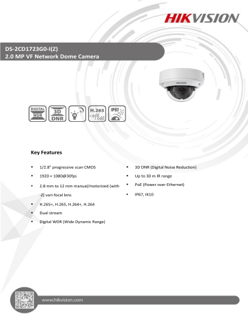 Hikvision DS-2CD1723G0-I(Z) Network Camera Data Sheet | Manualzz