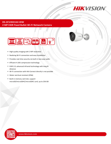 Hikvision DS-2CV2021G2-IDW Network Camera Data Sheet | Manualzz