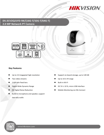 Hikvision DS-2CV2Q21FD-IW Network Camera Data Sheet | Manualzz
