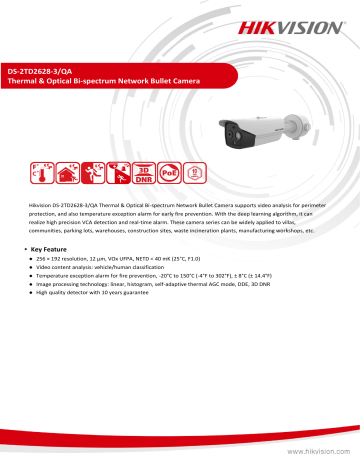 Hikvision DS-2TD2628-3/QA Security Thermal Camera Data Sheet | Manualzz