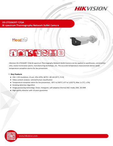 Hikvision DS-2TD2628T-7/QA Security Thermal Camera Data Sheet | Manualzz