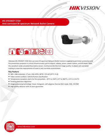 Hikvision DS-2TD2637-7/QY Security Thermal Camera Data Sheet | Manualzz