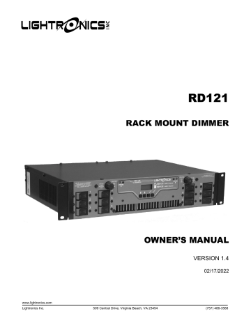 Lightronics RD121 Rack Mount Dimming Owner Manual | Manualzz