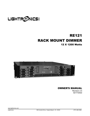 Lightronics RE121L Rack Mount Dimming Owner Manual | Manualzz