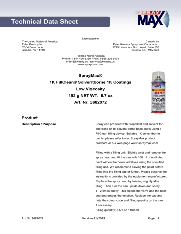 SprayMax 1K FillClean® Technical information sheet | Manualzz