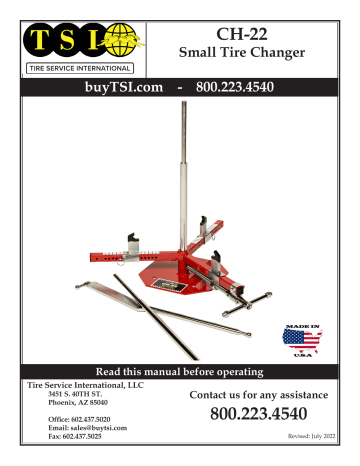 TSI Manual Tire Changer CH-22 Instructions | Manualzz