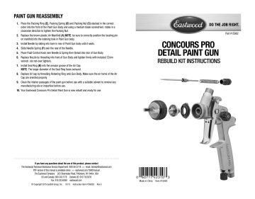 Eastwood Concours PRO Detail HVLP Gun Rebuild Kit Instructions | Manualzz