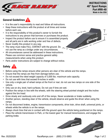 Race Ramps 40 in. Sports Car Ramps RR-40 Instructions | Manualzz