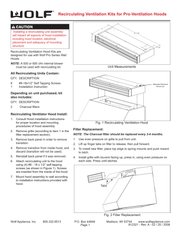 Wolf 811838 Recirculating Kit Installation Guide | Manualzz