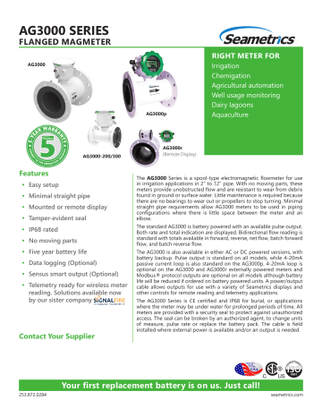 Seametrics AG3000 Series Instructions | Manualzz