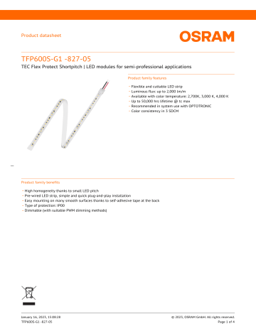Osram TFP600S-G1-827-05 Data Sheet | Manualzz
