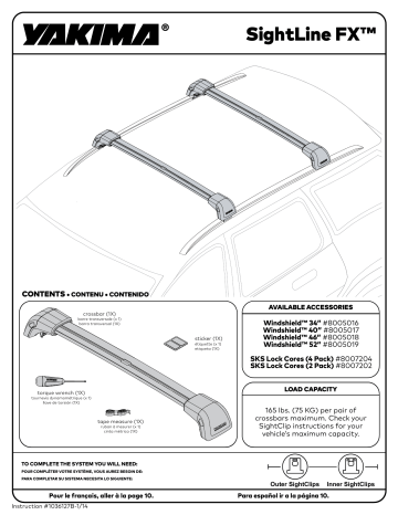 Yakima SightLine FX Instructions | Manualzz