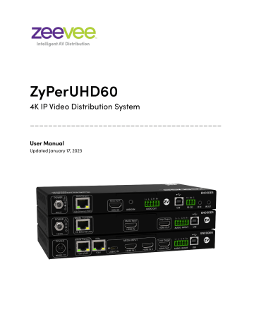 ZeeVee ZyPerUHD & ZyPerUHD60 User Manual | Manualzz