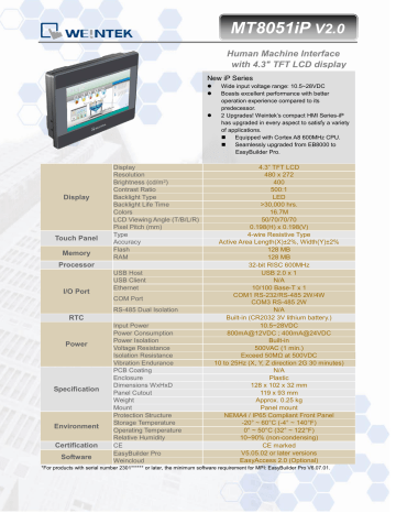 Weintek MT8051iP Data Sheet | Manualzz