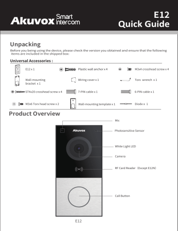 Akuvox E12 Quick guide | Manualzz