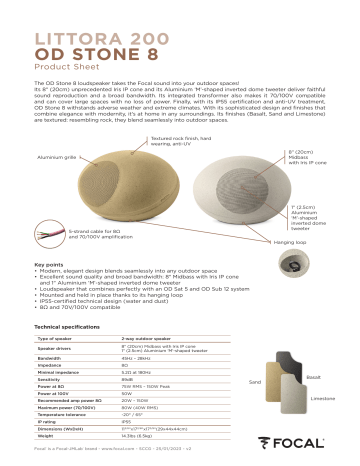 Focal OD STONE 8 Specification sheet | Manualzz