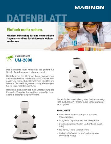 Maginon UM-2000 USB Microscope Bedienungsanleitung | Manualzz