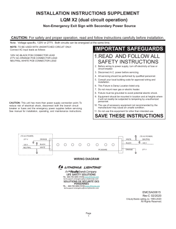 Lithonia Lighting LQM Installation Instructions | Manualzz