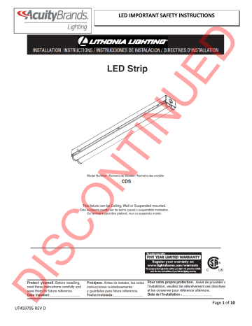 Lithonia Lighting CDS LED Strip Light Installation Instructions | Manualzz